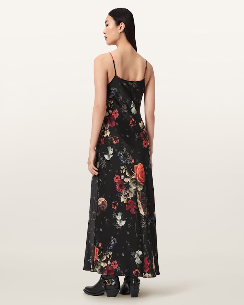 Bryony Floral Slip Dress HAZE BLACK | ALLSAINTS